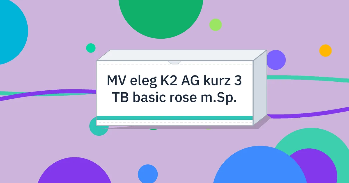 Symbolbild: Packung mit der Aufschrift MV eleg K2 AG kurz 3 TB basic rose m.Sp. (PZN 14698464) – Verfügbarkeit und Bezug in Apotheken in Frankfurt am Main