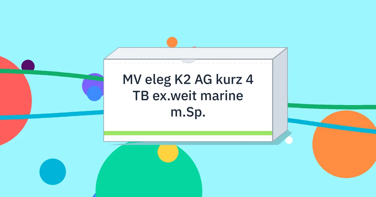 Symbolbild: Packung mit der Aufschrift MV eleg K2 AG kurz 4 TB ex.weit marine m.Sp. (PZN 14607504) – Verfügbarkeit und Bezug in Apotheken in Frankfurt am Main