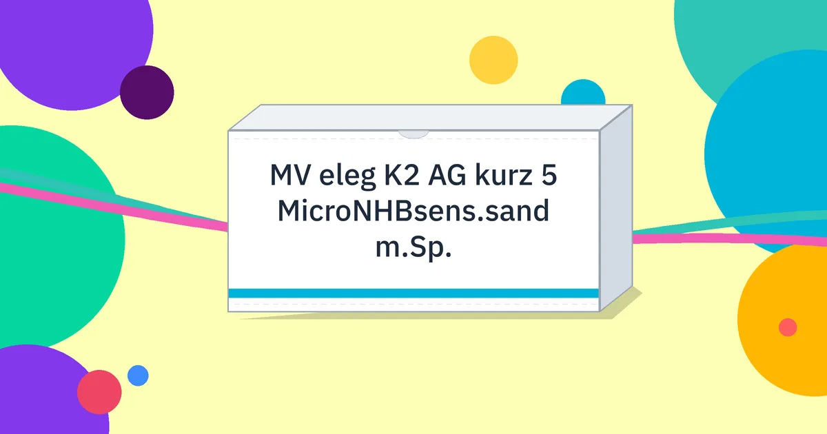 Symbolbild: Packung mit der Aufschrift MV eleg K2 AG kurz 5 MicroNHBsens.sand m.Sp. (PZN 18927105) – Verfügbarkeit und Bezug in Apotheken in Frankfurt am Main