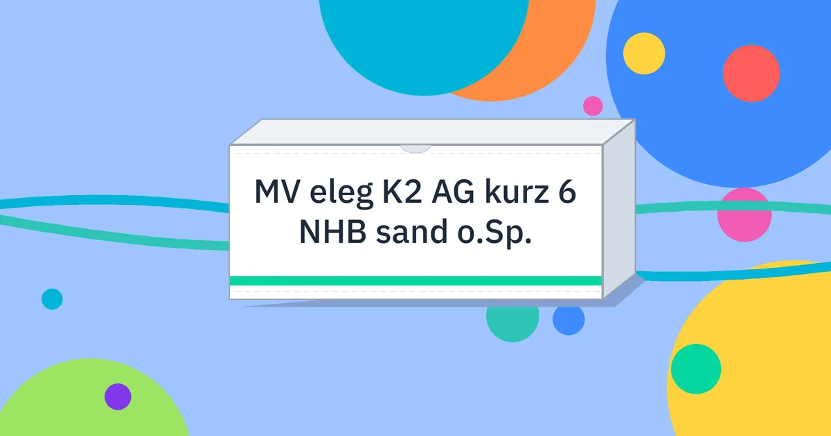 Symbolbild: Packung mit der Aufschrift MV eleg K2 AG kurz 6 NHB sand o.Sp. (PZN 18925537) – Verfügbarkeit und Bezug in Apotheken in Frankfurt am Main