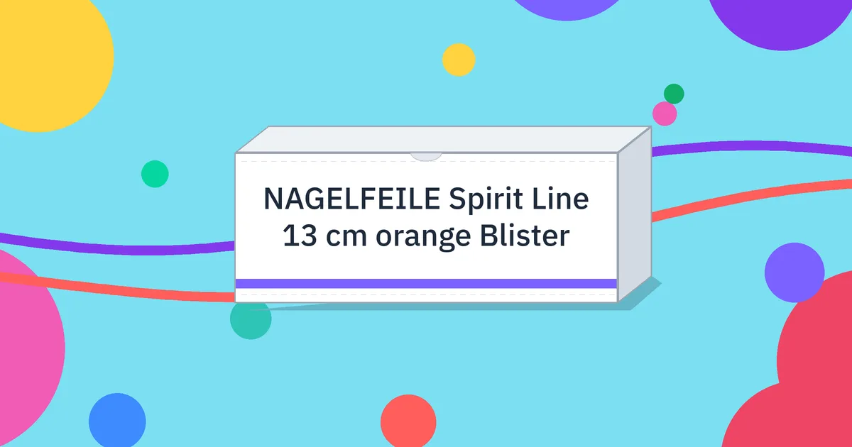 Symbolbild: Packung mit der Aufschrift NAGELFEILE Spirit Line 13 cm orange Blister (PZN 01579663) – Verfügbarkeit und Bezug in Apotheken in Frankfurt am Main