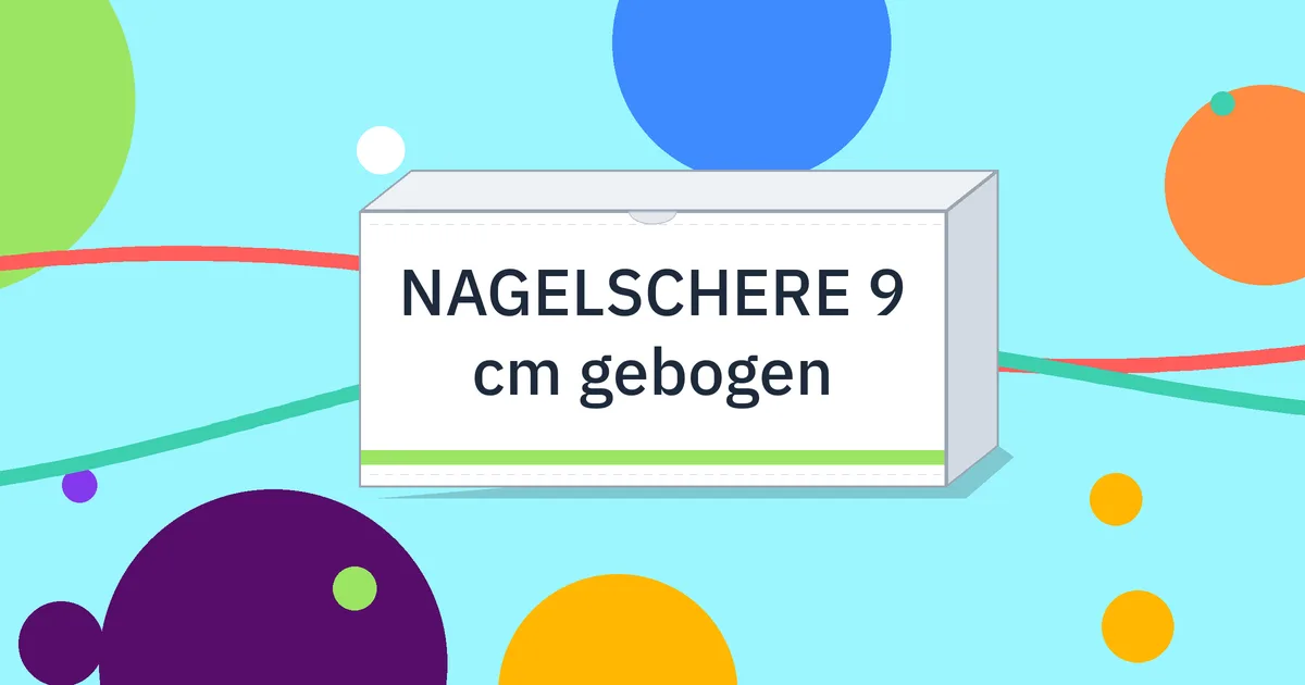 Symbolbild: Packung mit der Aufschrift NAGELSCHERE 9 cm gebogen (PZN 04444998) – Verfügbarkeit und Bezug in Apotheken in Frankfurt am Main