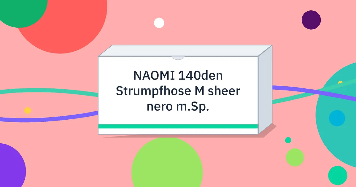 Symbolbild: Packung mit der Aufschrift NAOMI 140den Strumpfhose M sheer nero m.Sp. (PZN 16177893) – Verfügbarkeit und Bezug in Apotheken in Frankfurt am Main