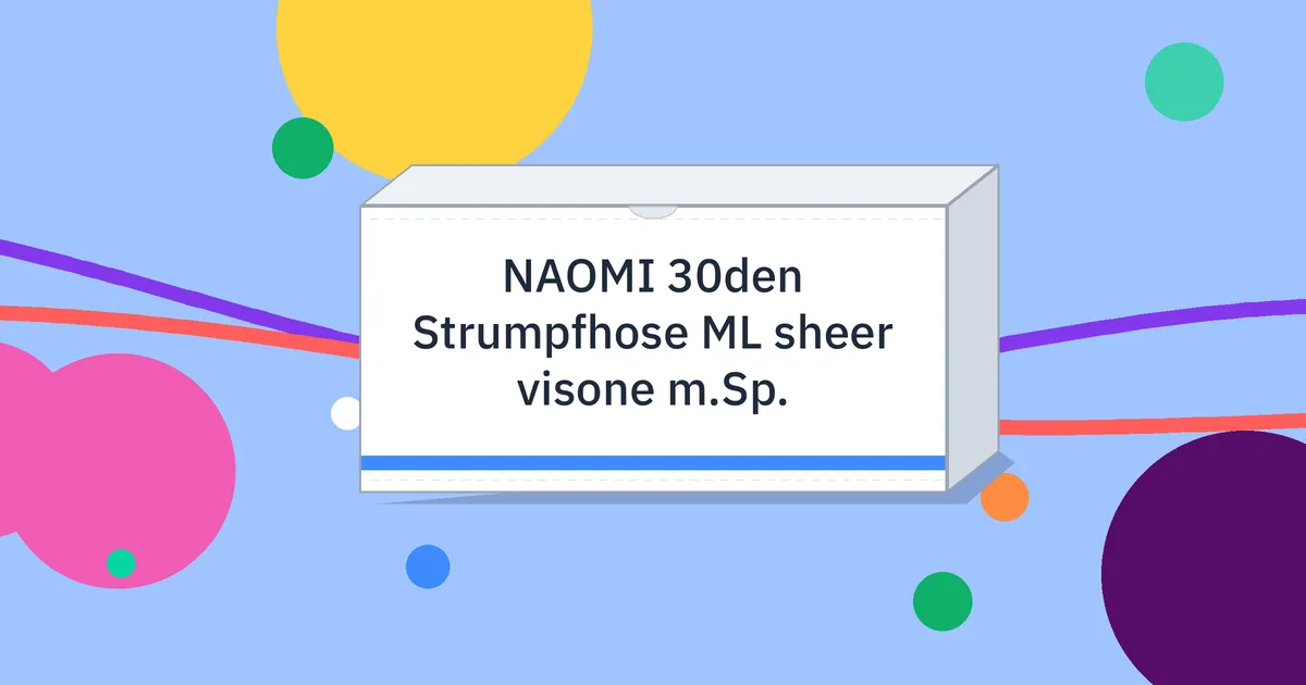 Symbolbild: Packung mit der Aufschrift NAOMI 30den Strumpfhose ML sheer visone m.Sp. (PZN 16178869) – Verfügbarkeit und Bezug in Apotheken in Frankfurt am Main