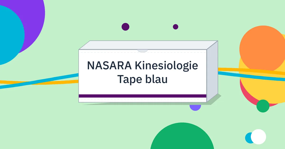 Symbolbild: Packung mit der Aufschrift NASARA Kinesiologie Tape blau (PZN 03427319) – Verfügbarkeit und Bezug in Apotheken in Frankfurt am Main
