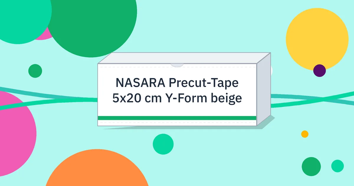 Symbolbild: Packung mit der Aufschrift NASARA Precut-Tape 5x20 cm Y-Form beige (PZN 10315526) – Verfügbarkeit und Bezug in Apotheken in Frankfurt am Main
