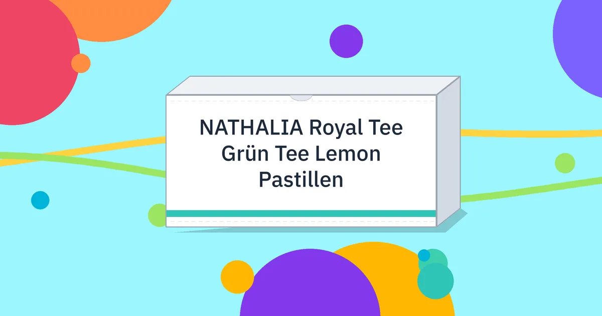 Symbolbild: Packung mit der Aufschrift NATHALIA Royal Tee Grün Tee Lemon Pastillen (PZN 00620671) – Verfügbarkeit und Bezug in Apotheken in Frankfurt am Main