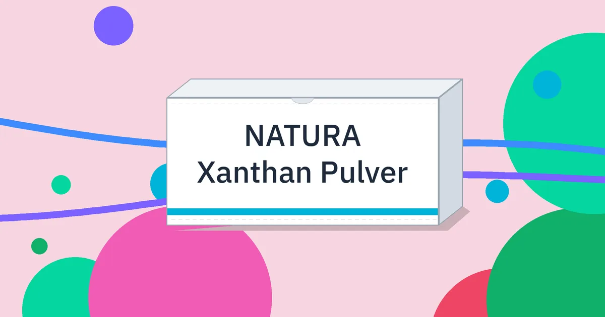 Symbolbild: Packung mit der Aufschrift NATURA Xanthan Pulver (PZN 16813171) – Verfügbarkeit und Bezug in Apotheken in Frankfurt am Main
