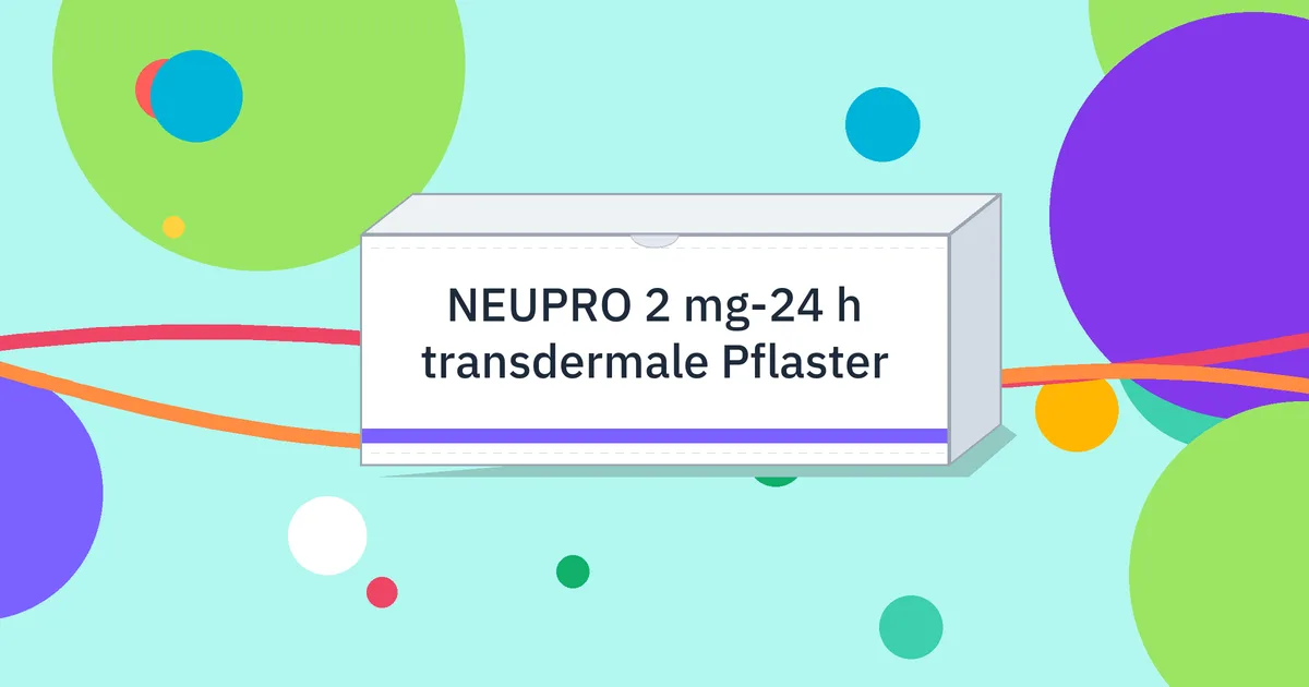 Symbolbild: Packung mit der Aufschrift NEUPRO 2 mg-24 h transdermale Pflaster (PZN 19228450) – Verfügbarkeit und Bezug in Apotheken in Frankfurt am Main