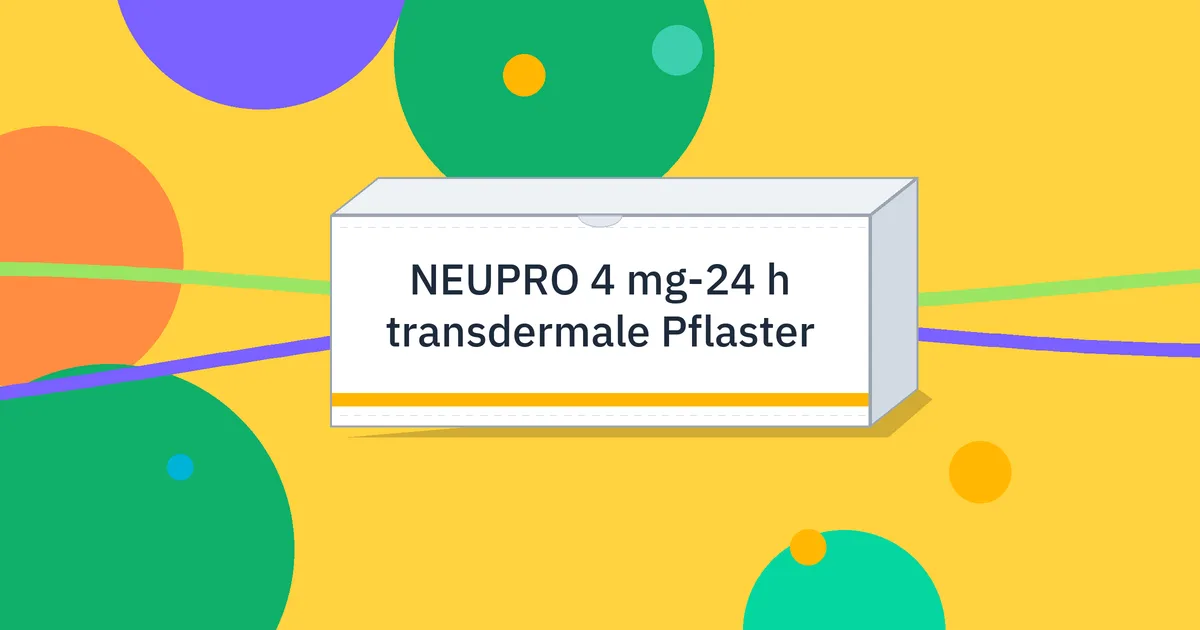 Symbolbild: Packung mit der Aufschrift NEUPRO 4 mg-24 h transdermale Pflaster (PZN 10355508) – Verfügbarkeit und Bezug in Apotheken in Frankfurt am Main