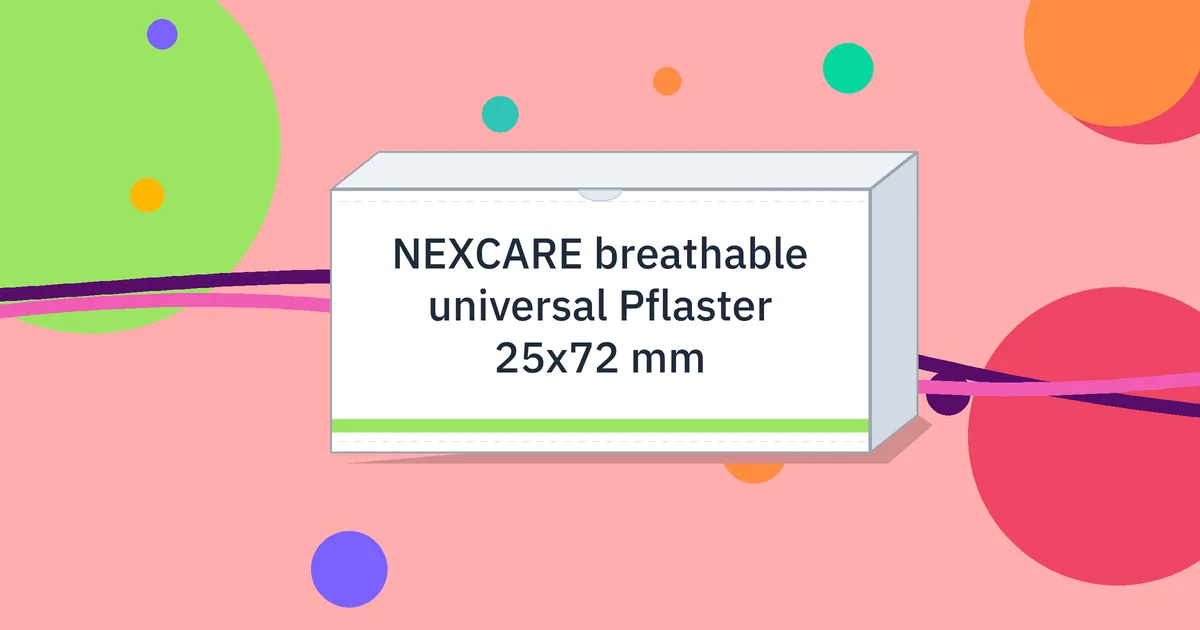 Symbolbild: Packung mit der Aufschrift NEXCARE breathable universal Pflaster 25x72 mm (PZN 16319117) – Verfügbarkeit und Bezug in Apotheken in Frankfurt am Main