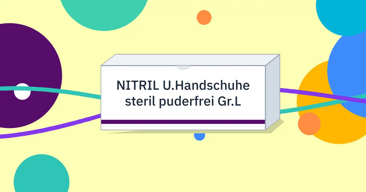 Symbolbild: Packung mit der Aufschrift NITRIL U.Handschuhe steril puderfrei Gr.L (PZN 09635467) – Verfügbarkeit und Bezug in Apotheken in Frankfurt am Main