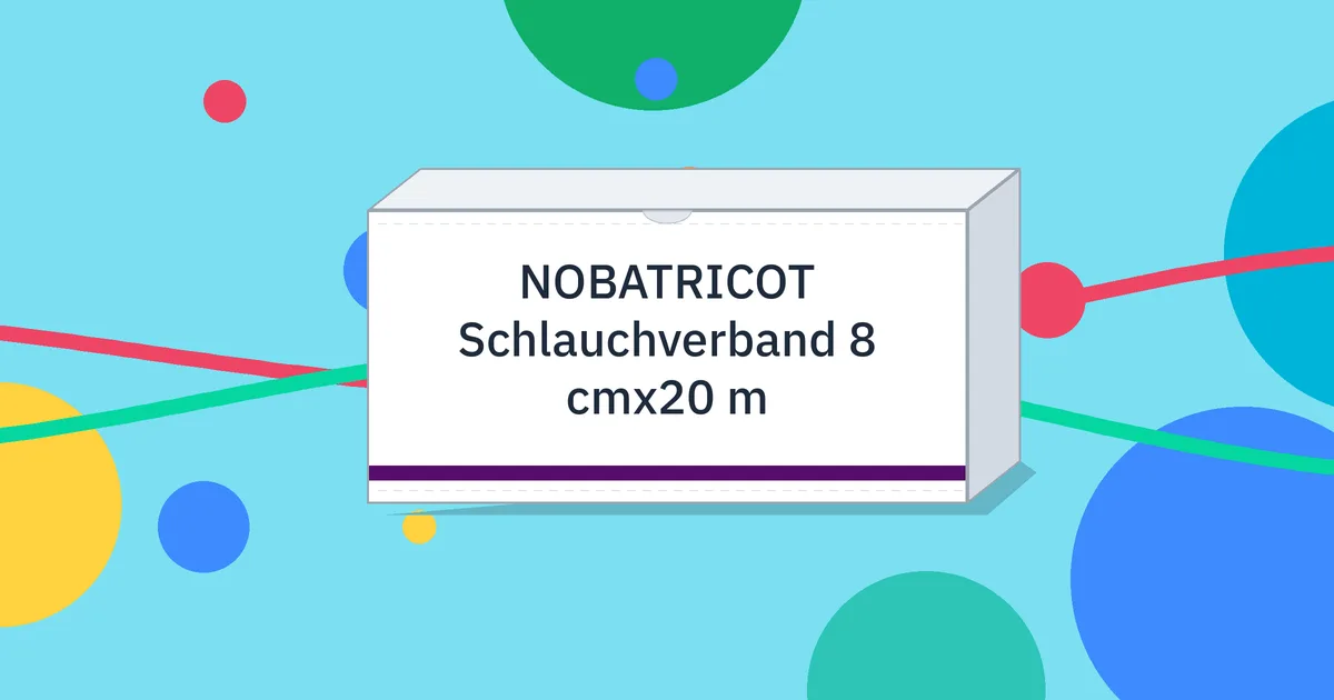 Symbolbild: Packung mit der Aufschrift NOBATRICOT Schlauchverband 8 cmx20 m (PZN 07093921) – Verfügbarkeit und Bezug in Apotheken in Frankfurt am Main