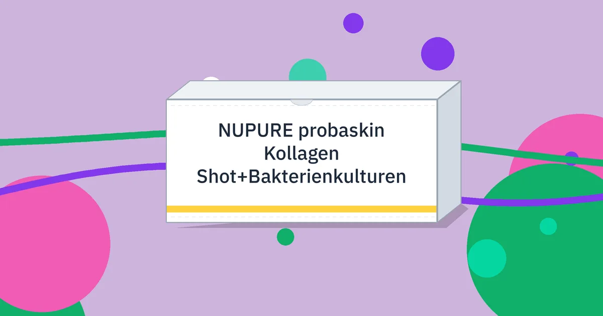 Symbolbild: Packung mit der Aufschrift NUPURE probaskin Kollagen Shot+Bakterienkulturen (PZN 19225635) – Verfügbarkeit und Bezug in Apotheken in Frankfurt am Main