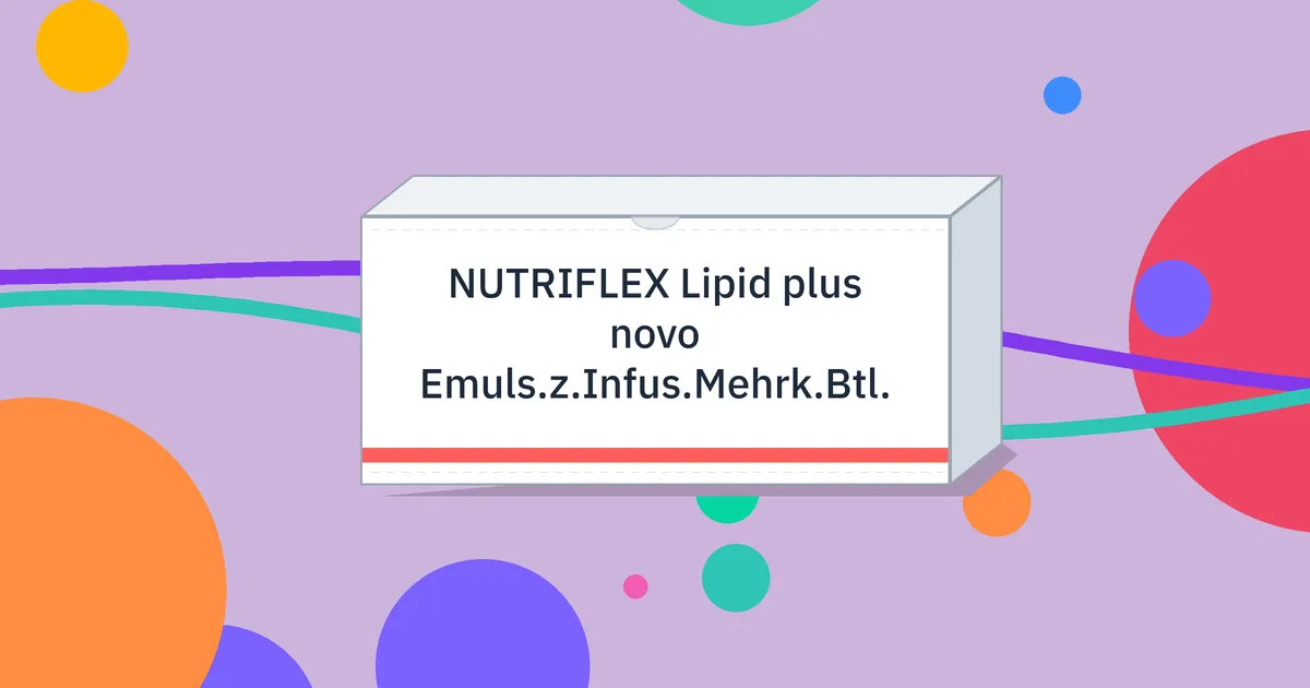 Symbolbild: Packung mit der Aufschrift NUTRIFLEX Lipid plus novo Emuls.z.Infus.Mehrk.Btl. (PZN 13872517) – Verfügbarkeit und Bezug in Apotheken in Frankfurt am Main