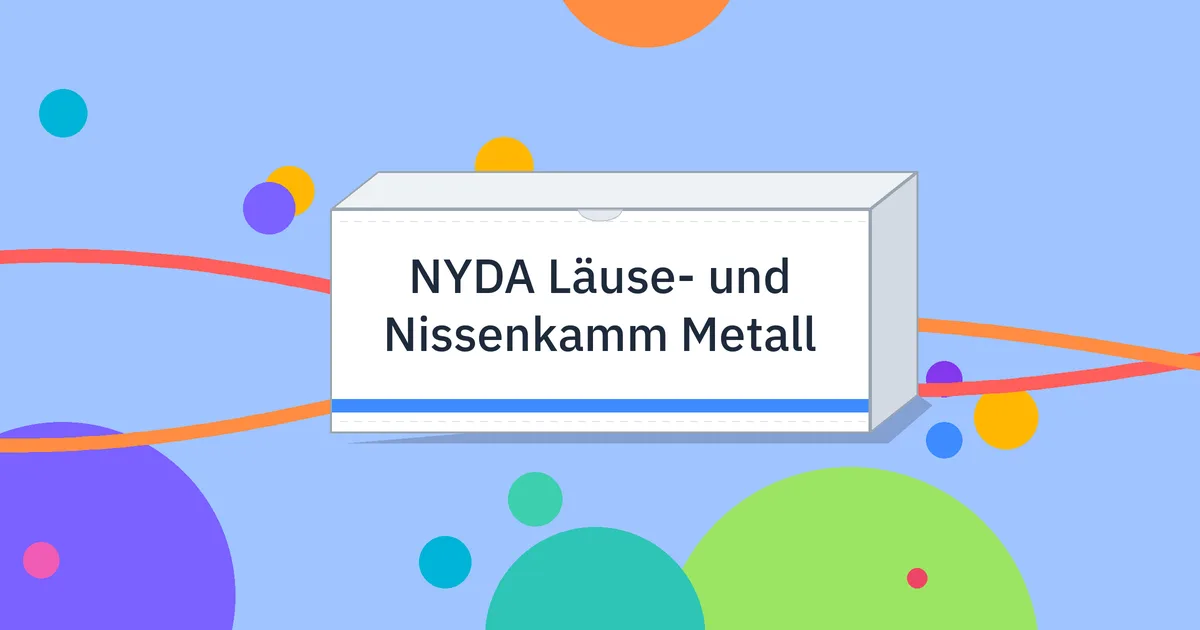 Symbolbild: Packung mit der Aufschrift NYDA Läuse- und Nissenkamm Metall (PZN 05357095) – Verfügbarkeit und Bezug in Apotheken in Frankfurt am Main