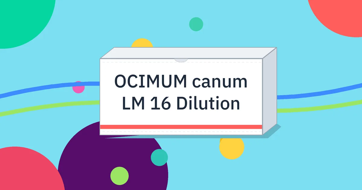 Symbolbild: Packung mit der Aufschrift OCIMUM canum LM 16 Dilution (PZN 13621927) – Verfügbarkeit und Bezug in Apotheken in Frankfurt am Main