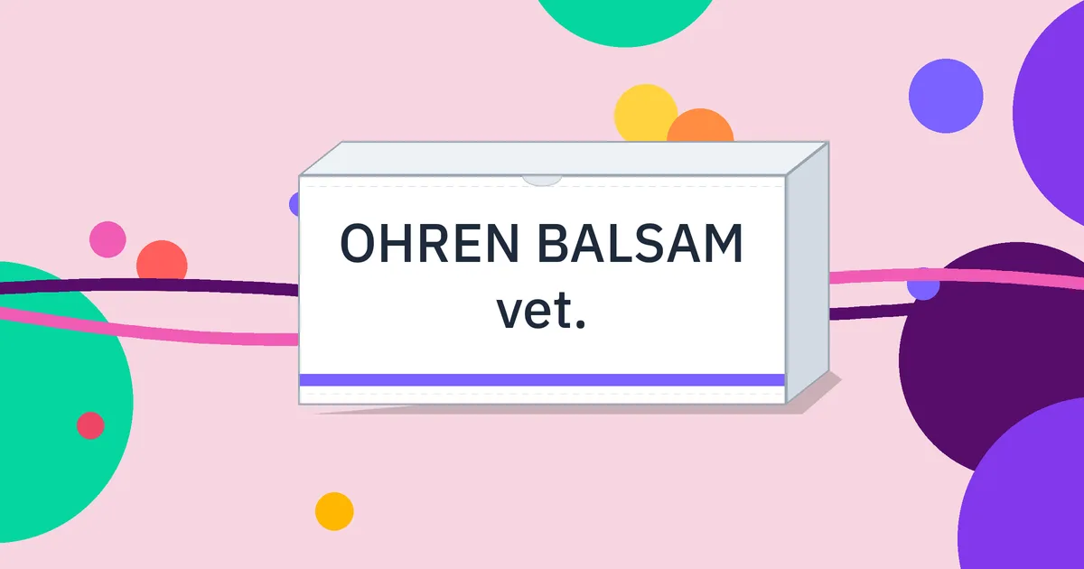Symbolbild: Packung mit der Aufschrift OHREN BALSAM vet. (PZN 05480967) – Verfügbarkeit und Bezug in Apotheken in Frankfurt am Main