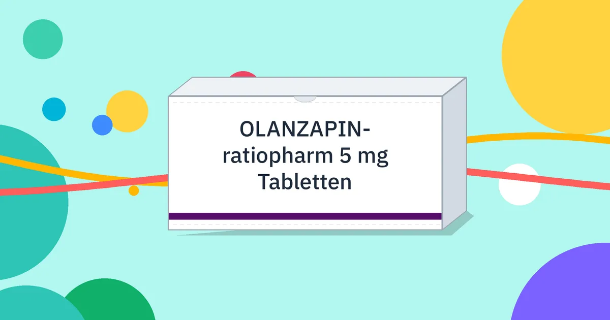 Symbolbild: Packung mit der Aufschrift OLANZAPIN-ratiopharm 5 mg Tabletten (PZN 08474619) – Verfügbarkeit und Bezug in Apotheken in Frankfurt am Main