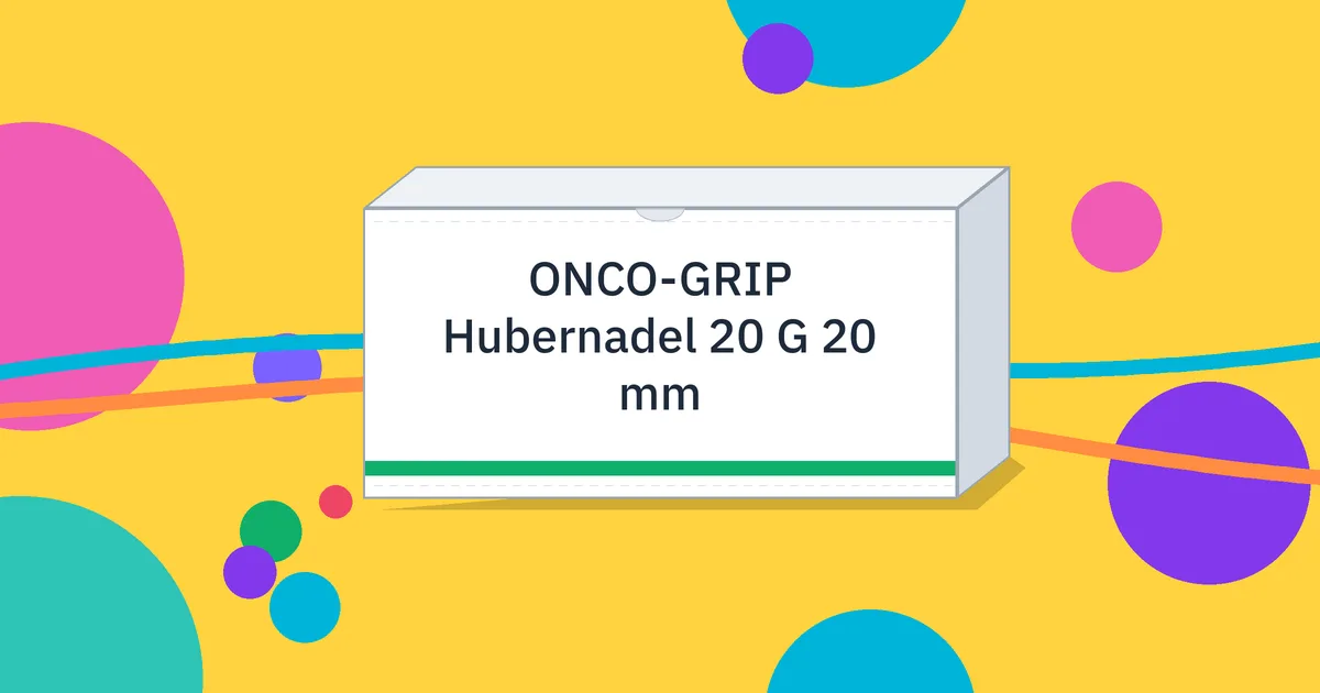 Symbolbild: Packung mit der Aufschrift ONCO-GRIP Hubernadel 20 G 20 mm (PZN 15375823) – Verfügbarkeit und Bezug in Apotheken in Frankfurt am Main