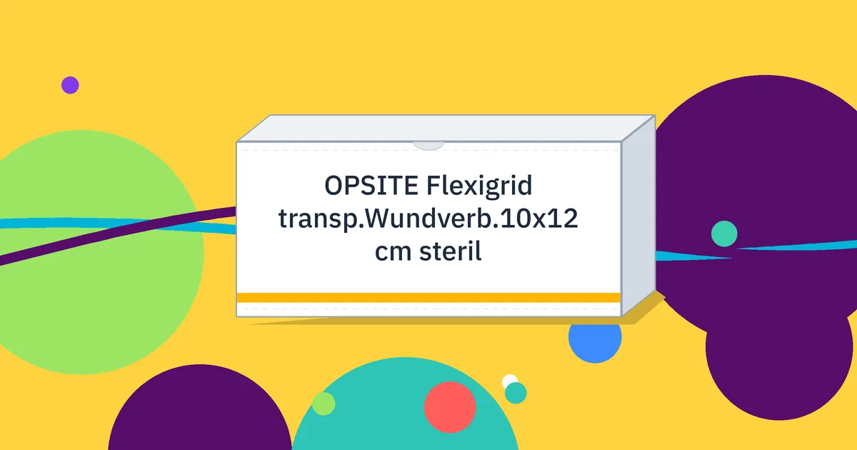 Symbolbild: Packung mit der Aufschrift OPSITE Flexigrid transp.Wundverb.10x12 cm steril (PZN 03722283) – Verfügbarkeit und Bezug in Apotheken in Frankfurt am Main
