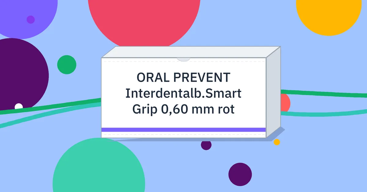 Symbolbild: Packung mit der Aufschrift ORAL PREVENT Interdentalb.Smart Grip 0,60 mm rot (PZN 10216557) – Verfügbarkeit und Bezug in Apotheken in Frankfurt am Main