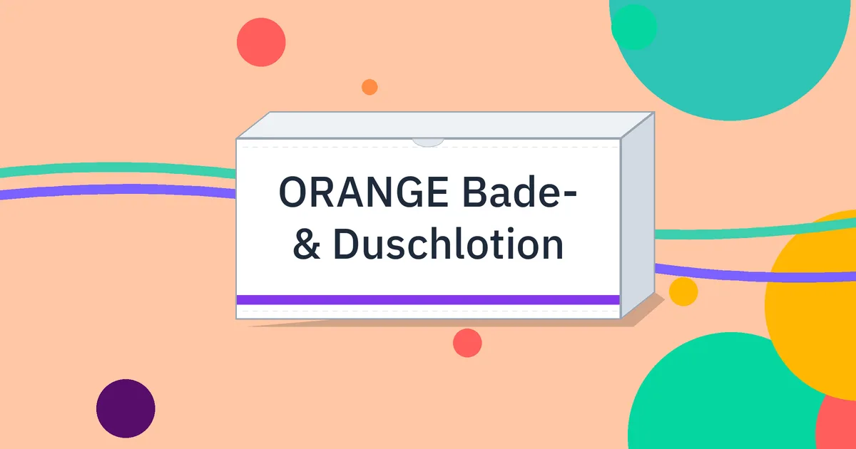 Symbolbild: Packung mit der Aufschrift ORANGE Bade- & Duschlotion (PZN 16334890) – Verfügbarkeit und Bezug in Apotheken in Frankfurt am Main