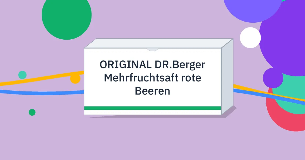 Symbolbild: Packung mit der Aufschrift ORIGINAL DR.Berger Mehrfruchtsaft rote Beeren (PZN 16382481) – Verfügbarkeit und Bezug in Apotheken in Frankfurt am Main