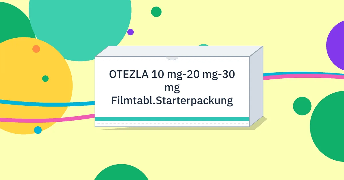 Symbolbild: Packung mit der Aufschrift OTEZLA 10 mg-20 mg-30 mg Filmtabl.Starterpackung (PZN 10991865) – Verfügbarkeit und Bezug in Apotheken in Frankfurt am Main