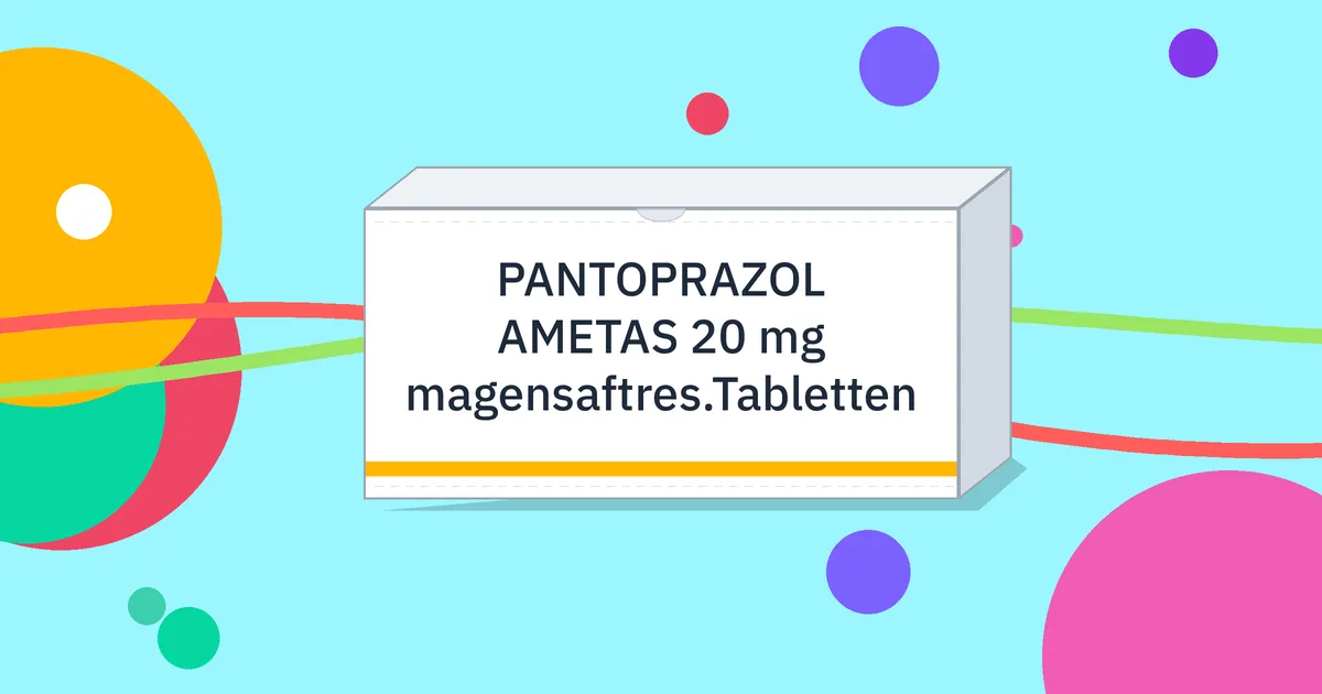 Symbolbild: Packung mit der Aufschrift PANTOPRAZOL AMETAS 20 mg magensaftres.Tabletten (PZN 18603124) – Verfügbarkeit und Bezug in Apotheken in Frankfurt am Main