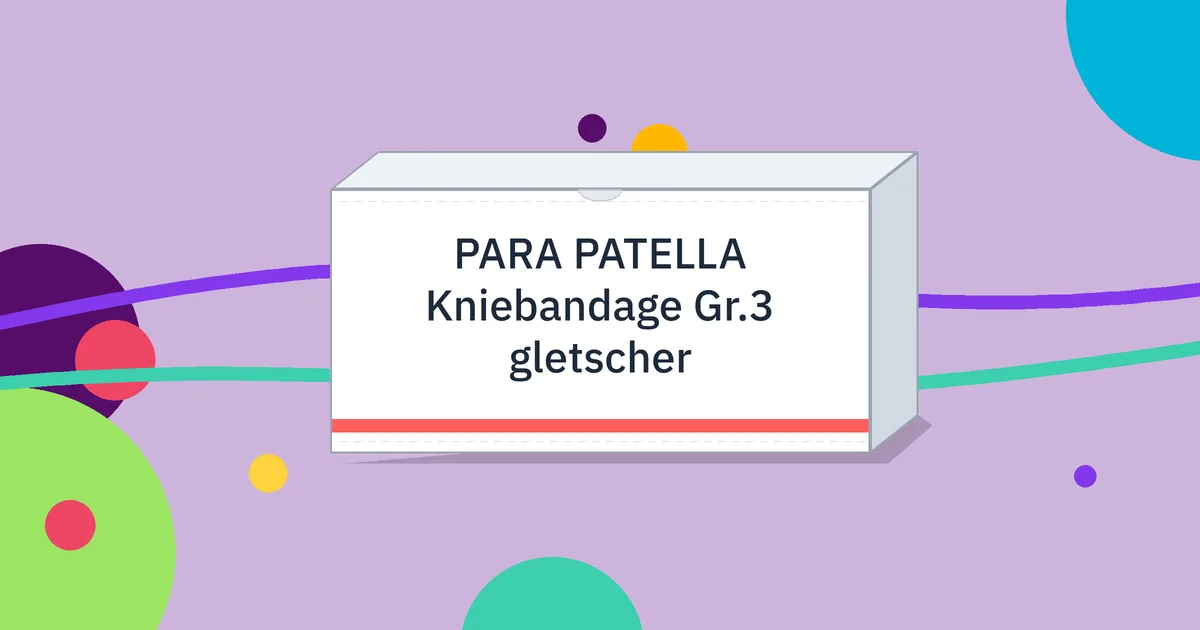 Symbolbild: Packung mit der Aufschrift PARA PATELLA Kniebandage Gr.3 gletscher (PZN 03317861) – Verfügbarkeit und Bezug in Apotheken in Frankfurt am Main