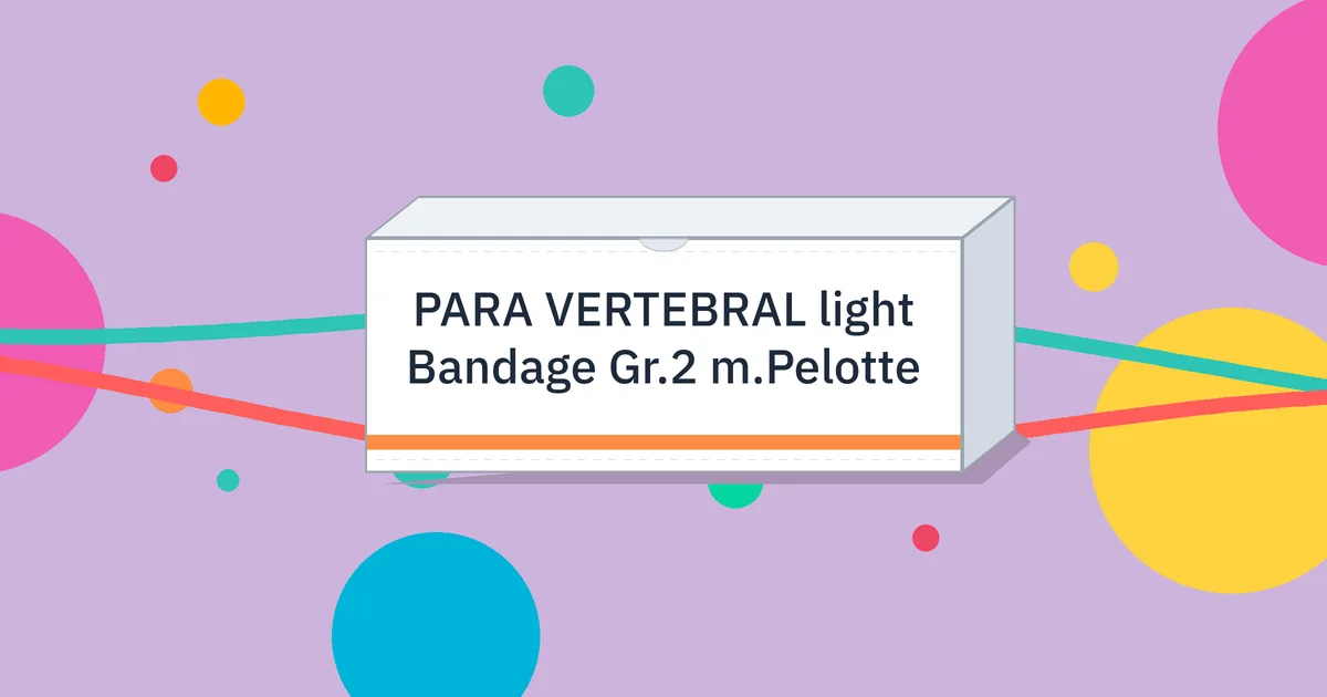 Symbolbild: Packung mit der Aufschrift PARA VERTEBRAL light Bandage Gr.2 m.Pelotte (PZN 06991061) – Verfügbarkeit und Bezug in Apotheken in Frankfurt am Main