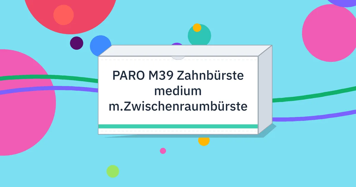 Symbolbild: Packung mit der Aufschrift PARO M39 Zahnbürste medium m.Zwischenraumbürste (PZN 17371982) – Verfügbarkeit und Bezug in Apotheken in Frankfurt am Main