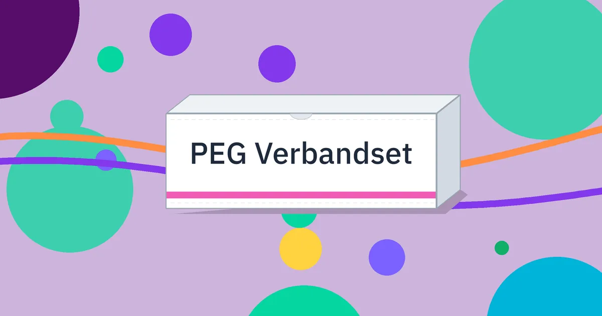 Symbolbild: Packung mit der Aufschrift PEG Verbandset (PZN 17439467) – Verfügbarkeit und Bezug in Apotheken in Frankfurt am Main