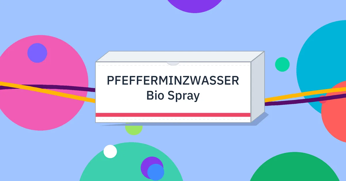 Symbolbild: Packung mit der Aufschrift PFEFFERMINZWASSER Bio Spray (PZN 18191957) – Verfügbarkeit und Bezug in Apotheken in Frankfurt am Main