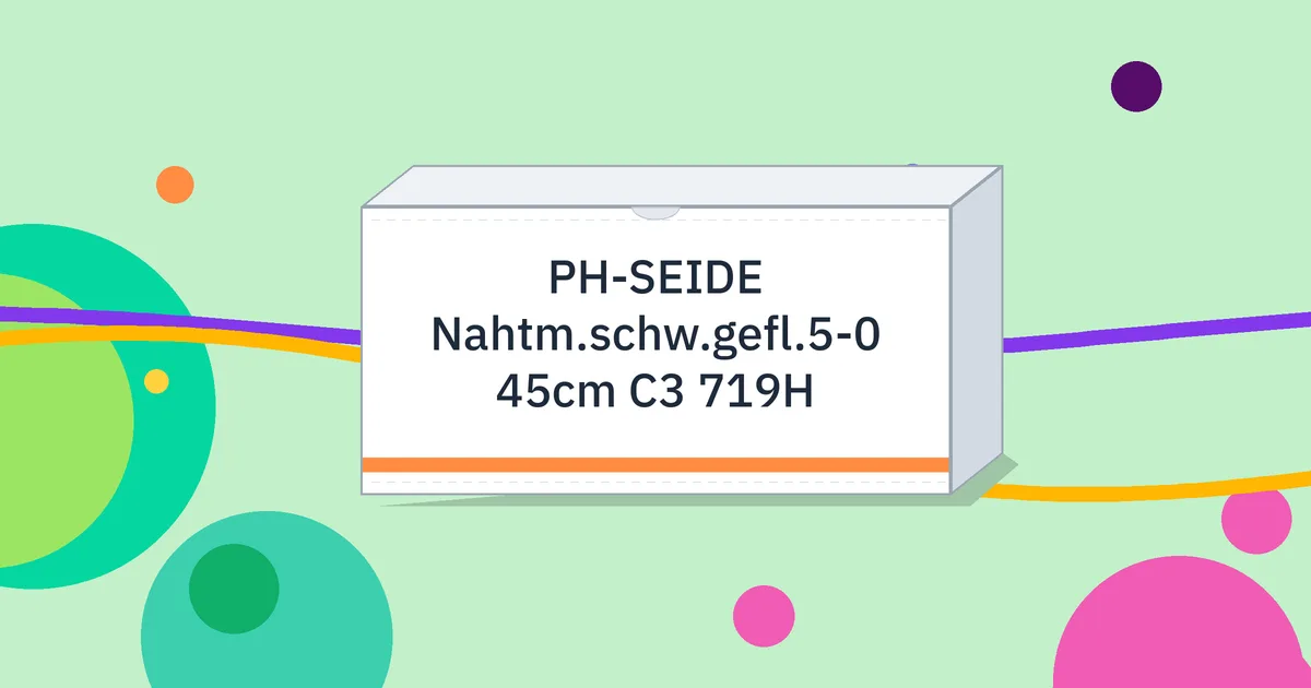 Symbolbild: Packung mit der Aufschrift PH-SEIDE Nahtm.schw.gefl.5-0 45cm C3 719H (PZN 16392775) – Verfügbarkeit und Bezug in Apotheken in Frankfurt am Main
