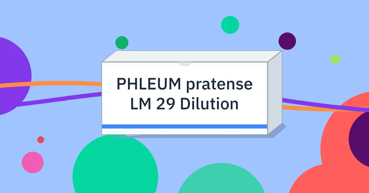 Symbolbild: Packung mit der Aufschrift PHLEUM pratense LM 29 Dilution (PZN 13638997) – Verfügbarkeit und Bezug in Apotheken in Frankfurt am Main