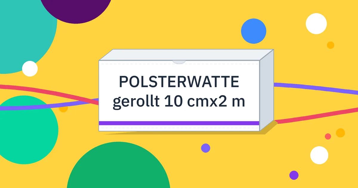 Symbolbild: Packung mit der Aufschrift POLSTERWATTE gerollt 10 cmx2 m (PZN 01985707) – Verfügbarkeit und Bezug in Apotheken in Frankfurt am Main