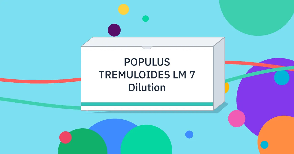 Symbolbild: Packung mit der Aufschrift POPULUS TREMULOIDES LM 7 Dilution (PZN 13664670) – Verfügbarkeit und Bezug in Apotheken in Frankfurt am Main