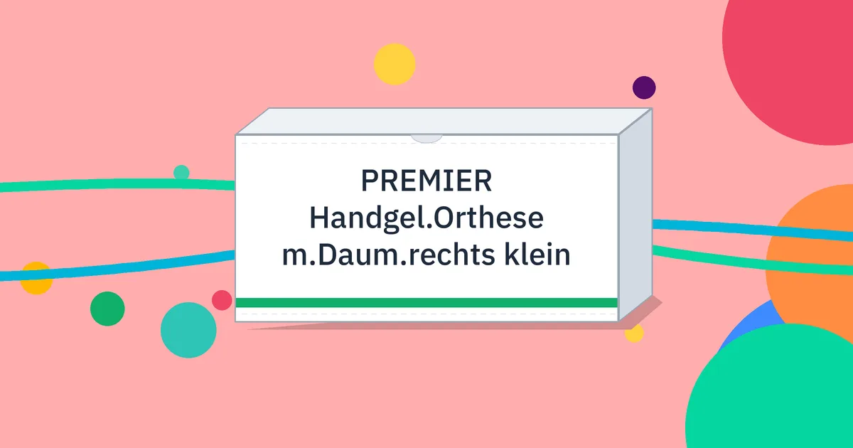 Symbolbild: Packung mit der Aufschrift PREMIER Handgel.Orthese m.Daum.rechts klein (PZN 06643762) – Verfügbarkeit und Bezug in Apotheken in Frankfurt am Main