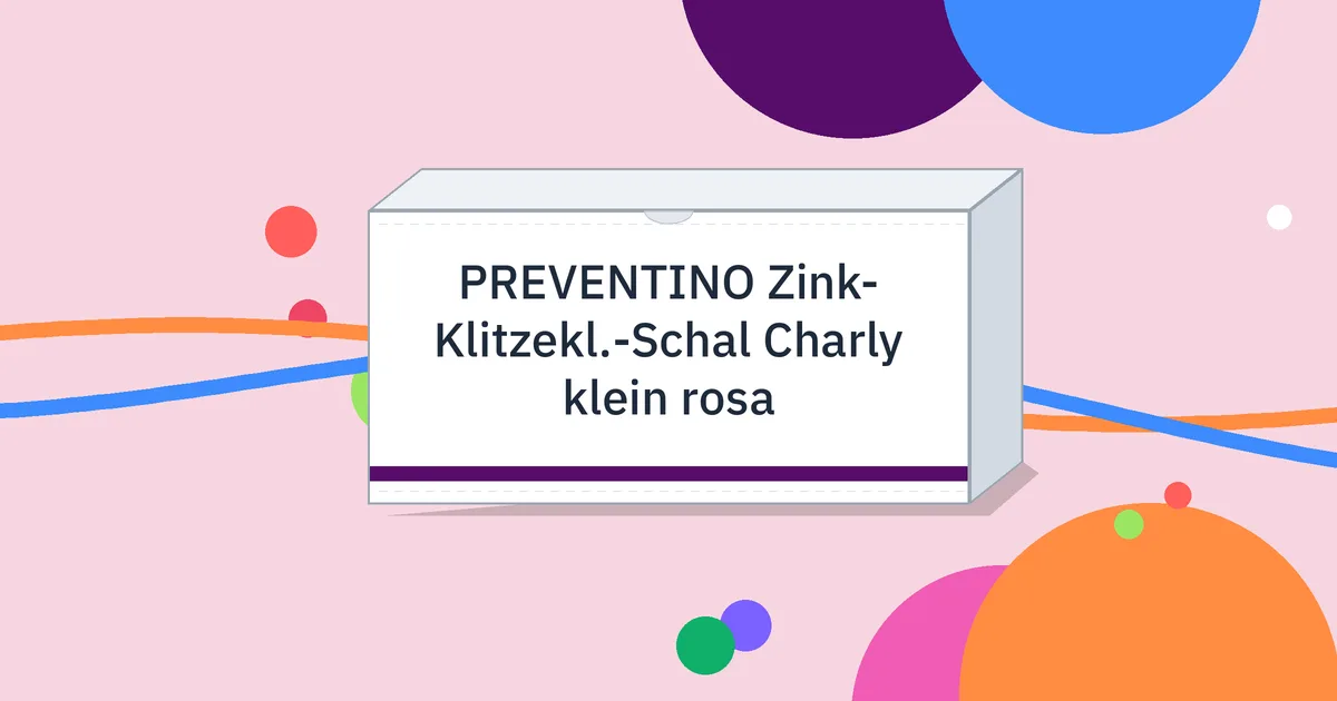 Symbolbild: Packung mit der Aufschrift PREVENTINO Zink-Klitzekl.-Schal Charly klein rosa (PZN 12447396) – Verfügbarkeit und Bezug in Apotheken in Frankfurt am Main