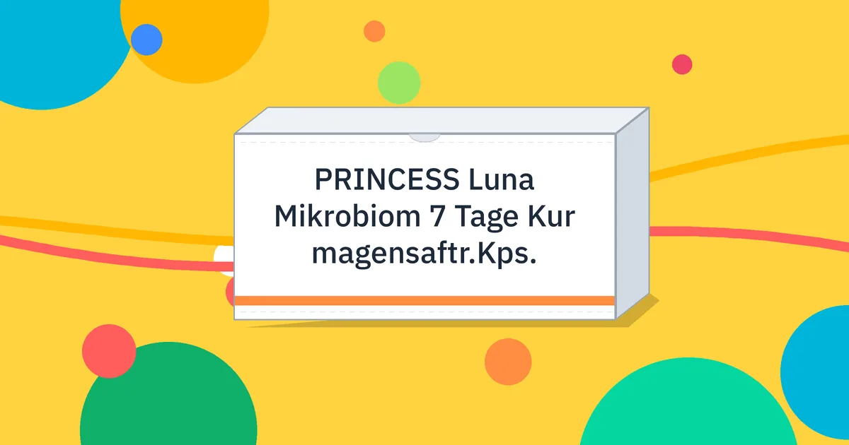 Symbolbild: Packung mit der Aufschrift PRINCESS Luna Mikrobiom 7 Tage Kur magensaftr.Kps. (PZN 20310168) – Verfügbarkeit und Bezug in Apotheken in Frankfurt am Main