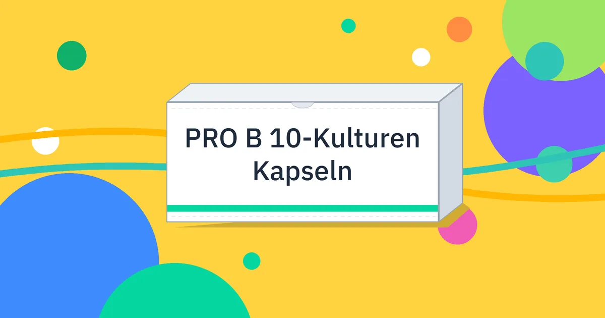 Symbolbild: Packung mit der Aufschrift PRO B 10-Kulturen Kapseln (PZN 15868715) – Verfügbarkeit und Bezug in Apotheken in Frankfurt am Main