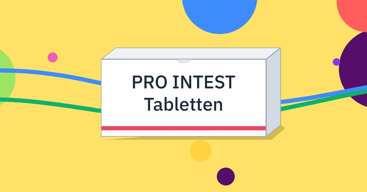 Symbolbild: Packung mit der Aufschrift PRO INTEST Tabletten (PZN 12442631) – Verfügbarkeit und Bezug in Apotheken in Frankfurt am Main