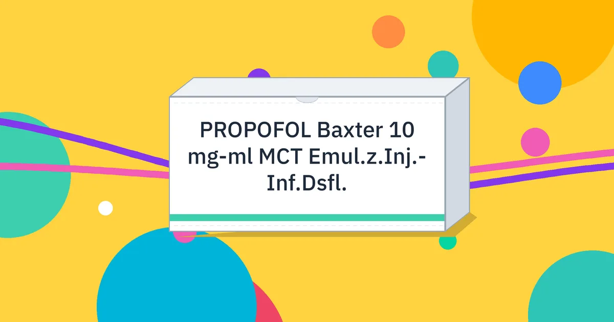 Symbolbild: Packung mit der Aufschrift PROPOFOL Baxter 10 mg-ml MCT Emul.z.Inj.-Inf.Dsfl. (PZN 16225445) – Verfügbarkeit und Bezug in Apotheken in Frankfurt am Main
