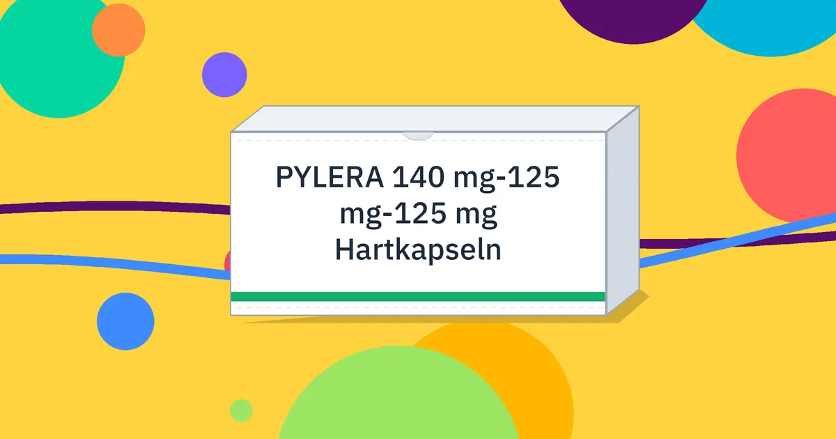 Symbolbild: Packung mit der Aufschrift PYLERA 140 mg-125 mg-125 mg Hartkapseln (PZN 13901992) – Verfügbarkeit und Bezug in Apotheken in Frankfurt am Main