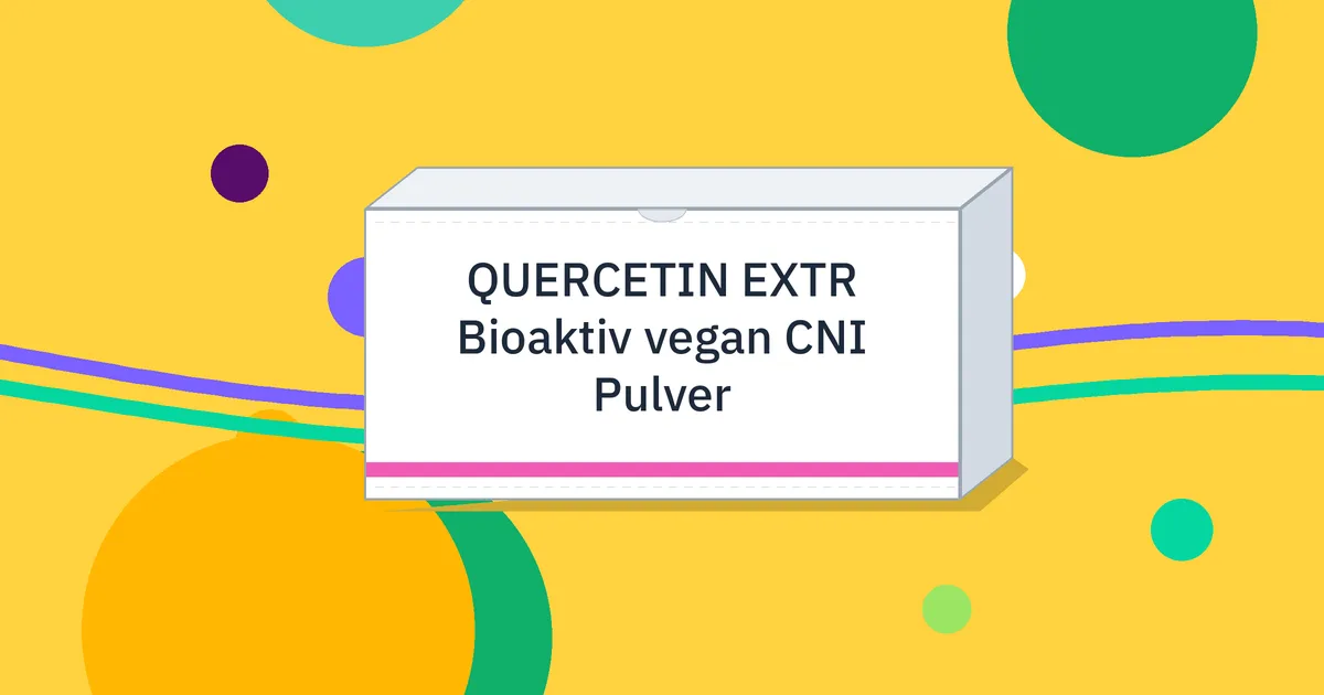 Symbolbild: Packung mit der Aufschrift QUERCETIN EXTR Bioaktiv vegan CNI Pulver (PZN 18092445) – Verfügbarkeit und Bezug in Apotheken in Frankfurt am Main