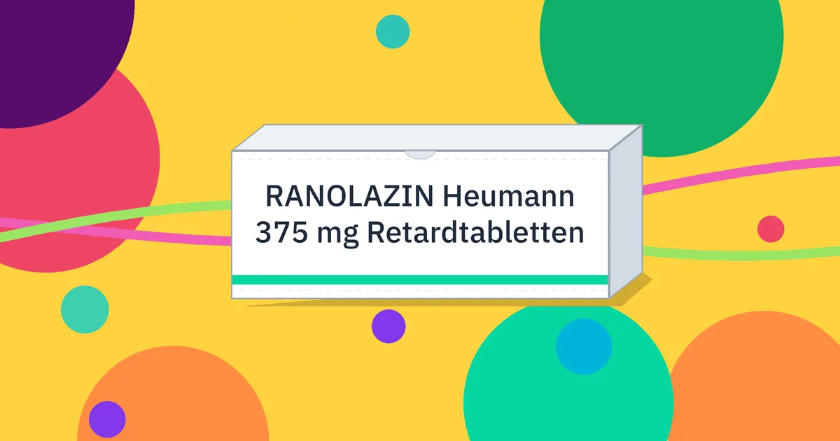 Symbolbild: Packung mit der Aufschrift RANOLAZIN Heumann 375 mg Retardtabletten (PZN 18071408) – Verfügbarkeit und Bezug in Apotheken in Frankfurt am Main