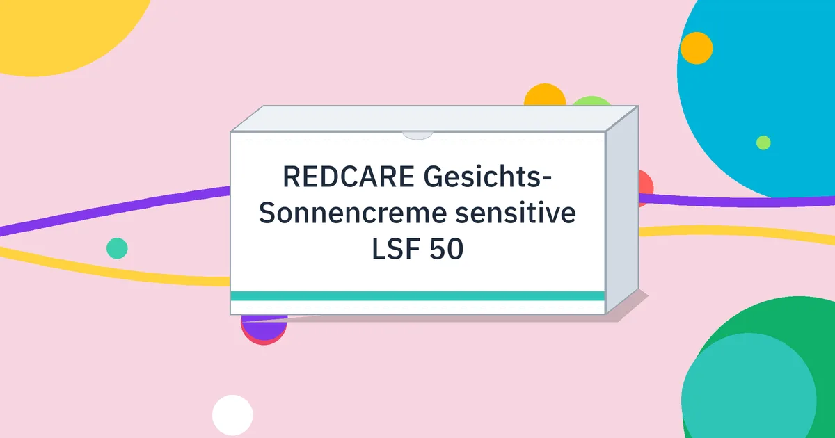 Symbolbild: Packung mit der Aufschrift REDCARE Gesichts-Sonnencreme sensitive LSF 50 (PZN 20087380) – Verfügbarkeit und Bezug in Apotheken in Frankfurt am Main