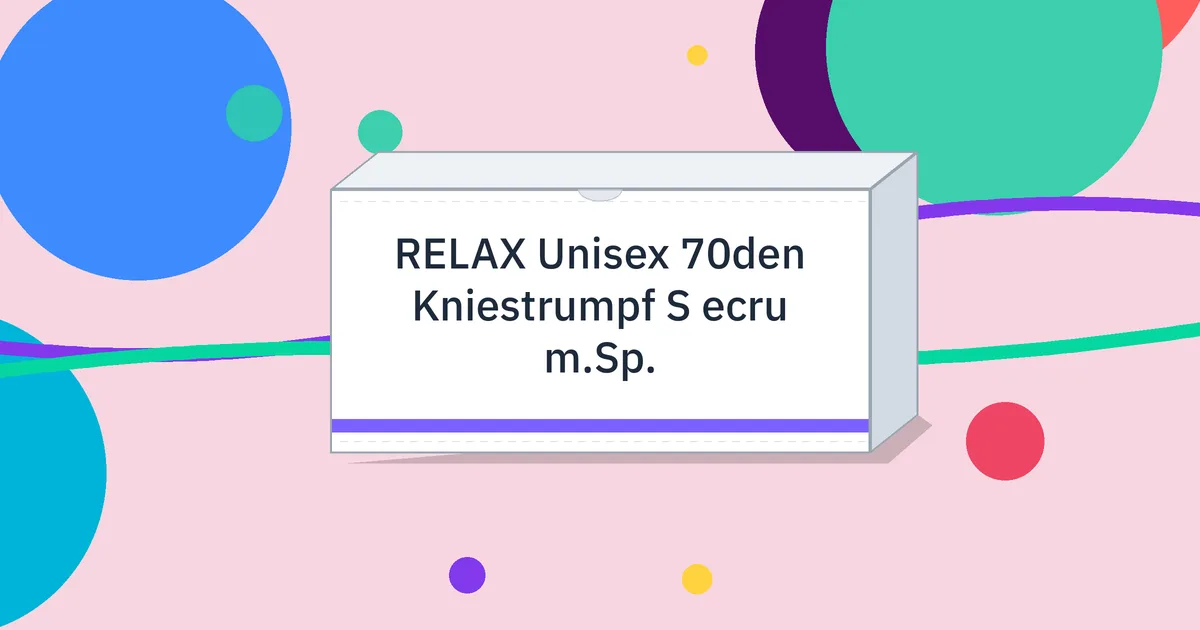 Symbolbild: Packung mit der Aufschrift RELAX Unisex 70den Kniestrumpf S ecru m.Sp. (PZN 01379852) – Verfügbarkeit und Bezug in Apotheken in Frankfurt am Main